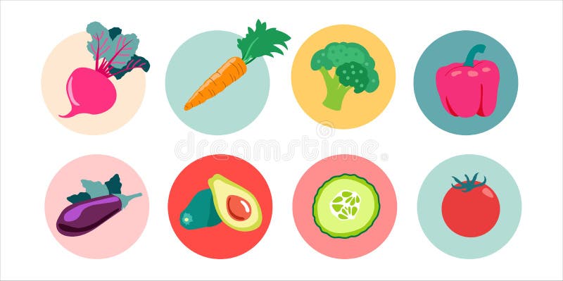 Vegetables Set in Circle, Round Sticker, Stock Vector - Illustration of ...
