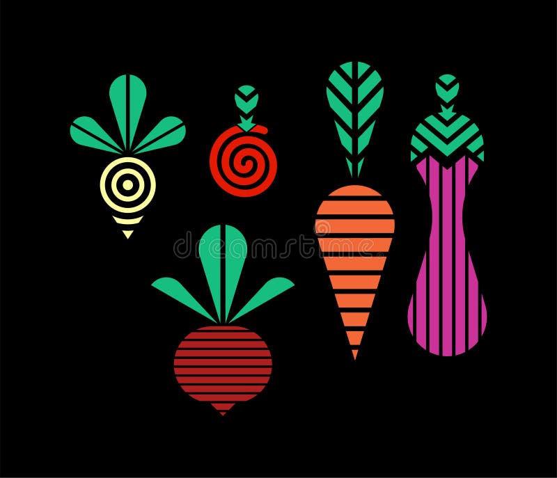 Vegetables Set Geometric Symbol. Vegetable Sign Stock Vector ...