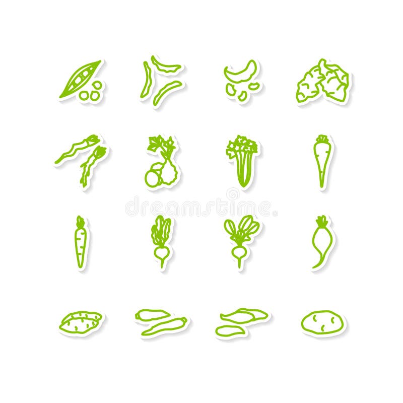 Vegetables stock vector. Illustration of pictogram, icons - 58745183