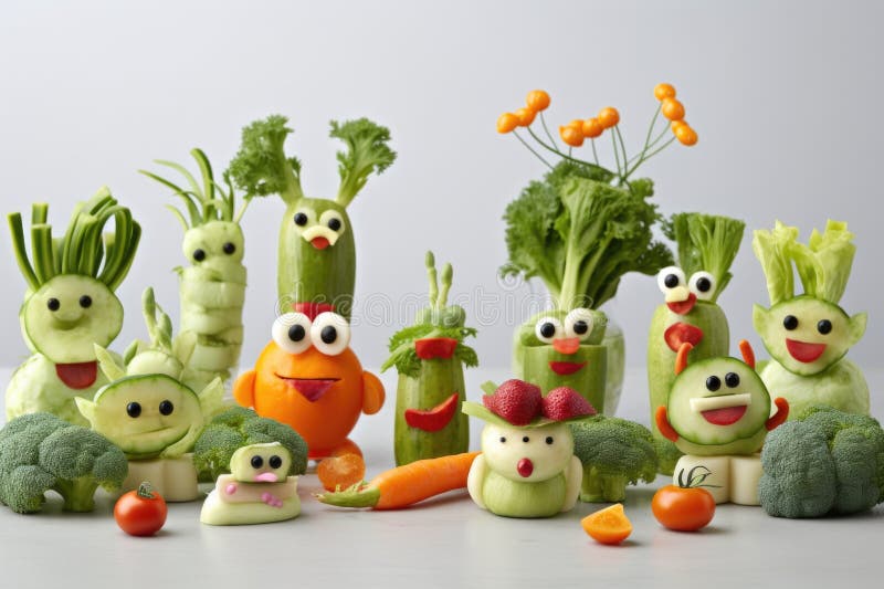 Vegetables Shaped into Fun Animal Characters Stock Illustration ...