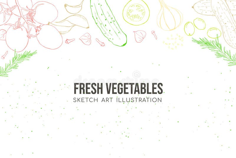 Vegetables Sketch Art Illustration Composition Stock Vector ...