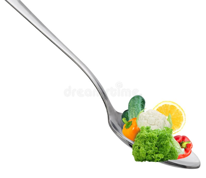 Vegetables on the Spoon. Healthy Food Stock Image - Image of decoration ...
