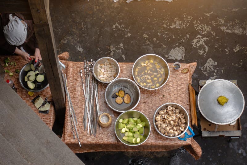 Vegetables on the Table for Cooking Vegetable Grill on Fire Stock Image ...