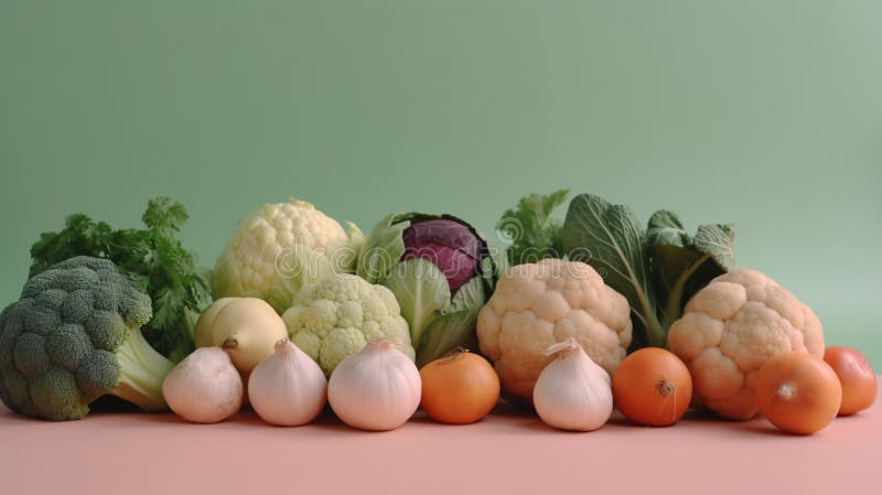 Vegetables on Table with Pastel Tone Theme Generative Ai Stock ...