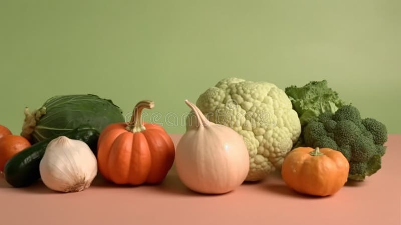 Vegetables on Table with Pastel Tone Theme Generative Ai Stock ...