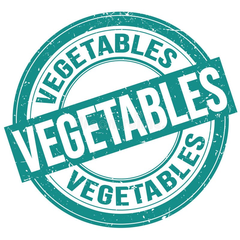 VEGETABLES Text Written on Blue Round Stamp Sign Stock Illustration ...