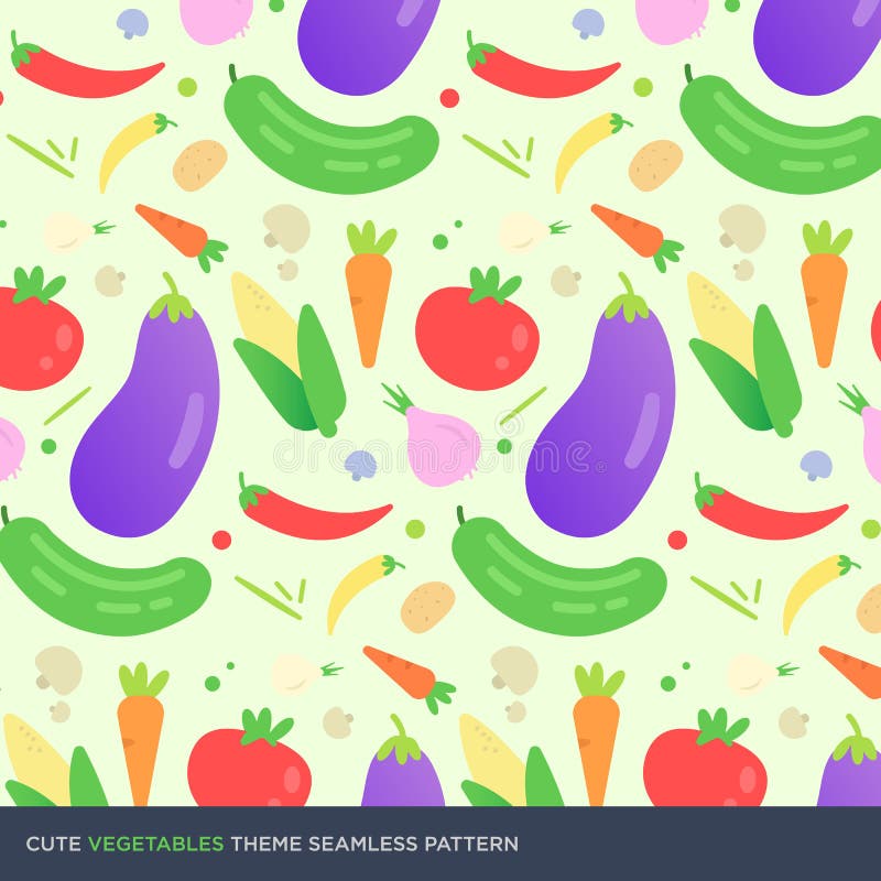 Cute Vegetables Seamless Pattern Vector Stock Vector - Illustration of ...