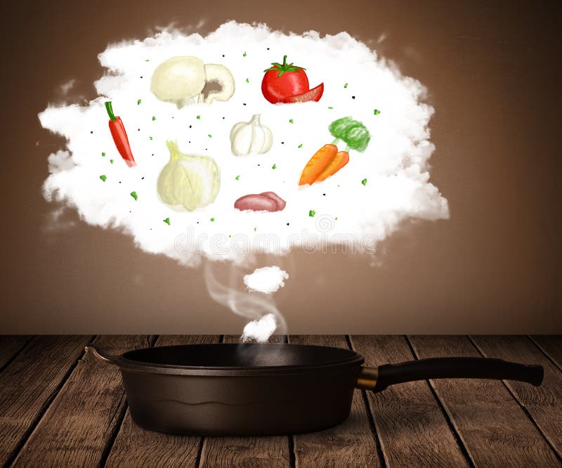 Vegetables in vapor cloud stock photo. Image of dish - 46156024