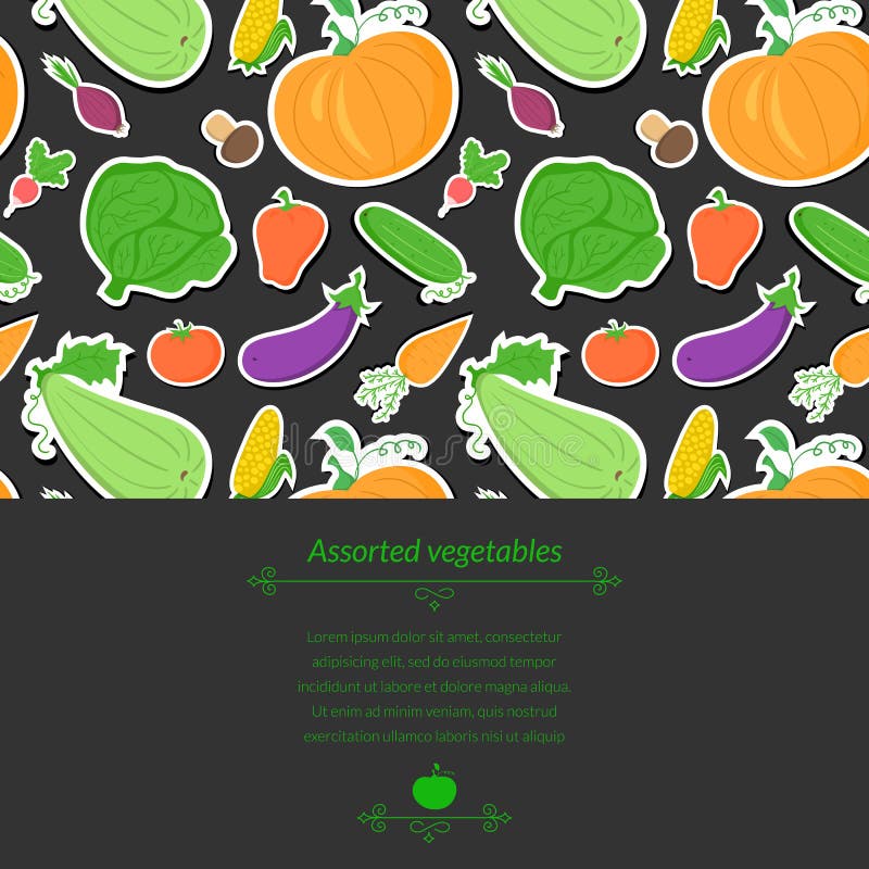 Vegetables Vector Background Stock Vector - Illustration of sticker ...