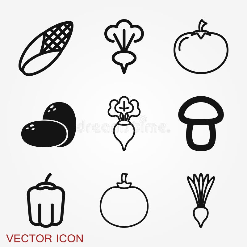 Vegetables Vector Icon, Symbol Isolated on Background Stock ...