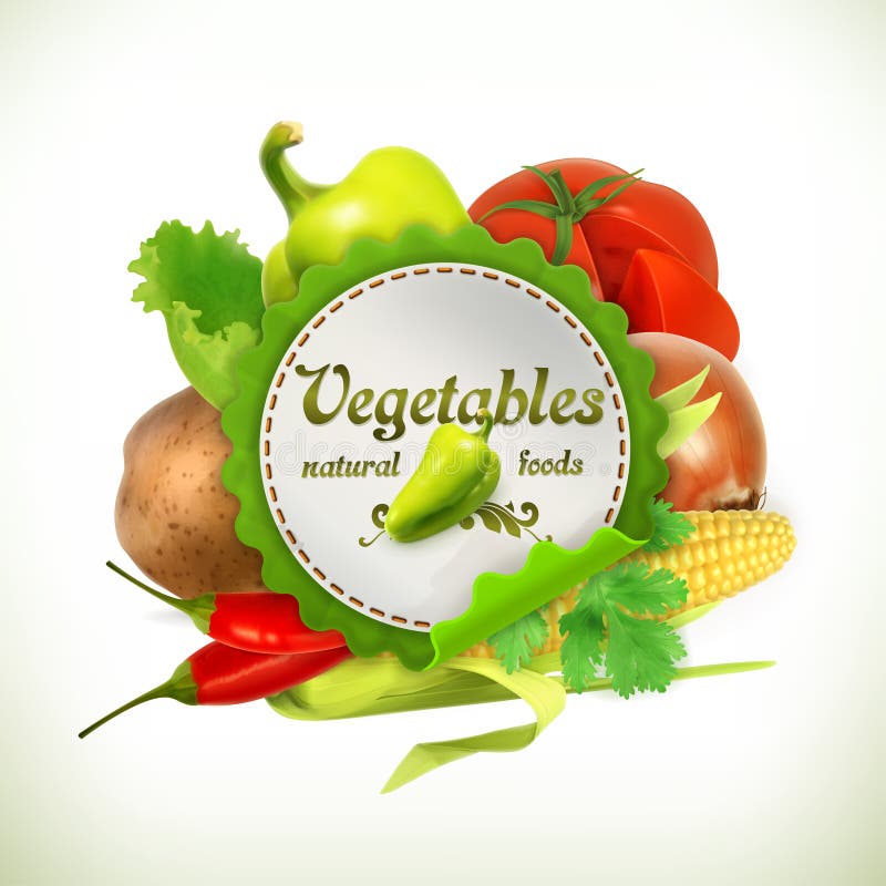 Vegetables Label Logo Eco Nature Product Badge Vector Design Template ...