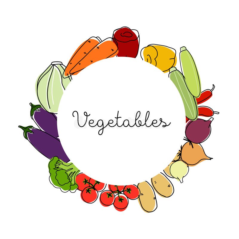 Collection Different Types of Vegetables in Line Art Drawing Style ...