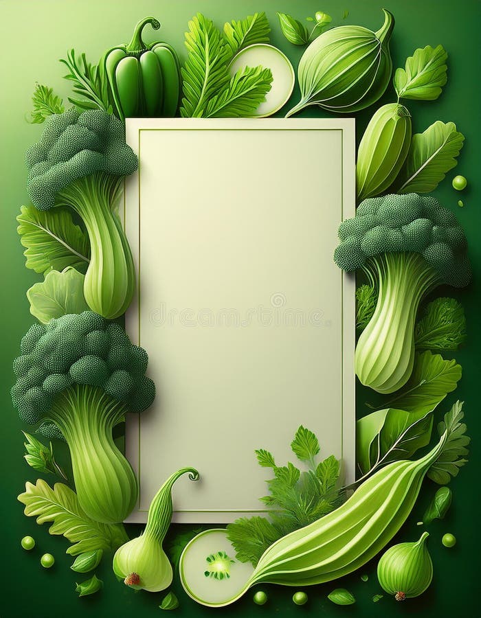 Vegetables and a White Empty Frame in the Middle. Vegetarian Menu ...
