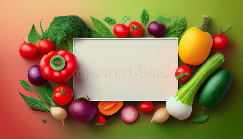 Vegetables and a White Empty Frame in the Middle. Vegetarian Menu ...