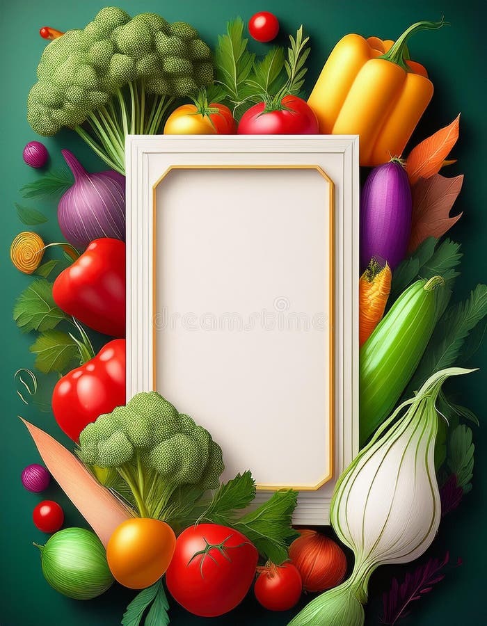 Vegetables and a White Empty Frame in the Middle. Vegetarian Menu ...