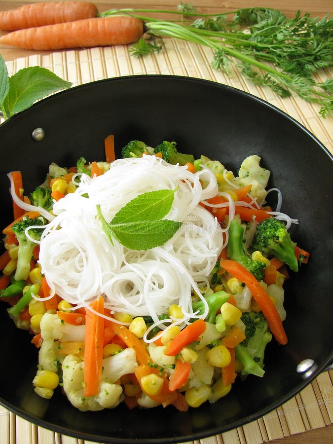 Vegetables from wok stock photo. Image of pasta, cooking - 19340732