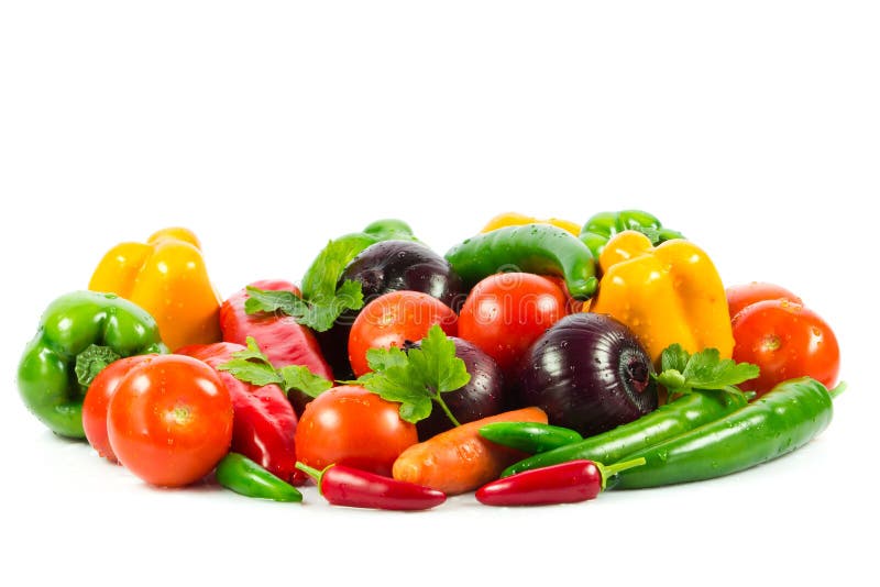 Vegetal No Vegetal Branco Isolado Do Alimento Do Fundo Imagem de Stock ...