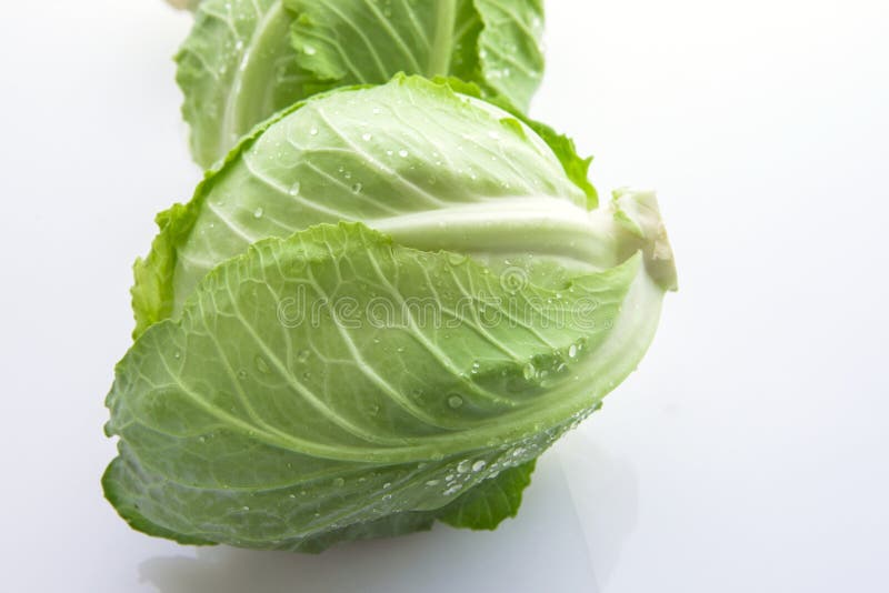 Vegetarian, Cabbage Heart, Small Cabbage, White Background, Stock Image ...