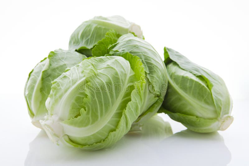 Vegetarian, Cabbage Heart, Small Cabbage, White Background, Stock Image ...