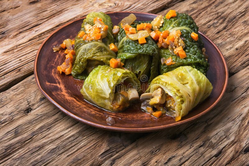 Vegetarian Cabbage Rolls on Plate Stock Image - Image of cabbage, meat ...