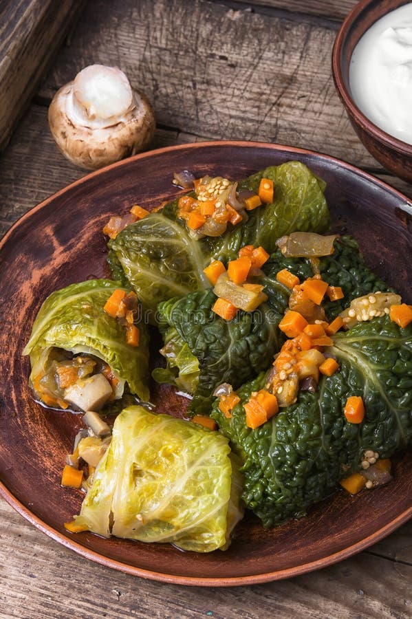 Vegetarian Cabbage Rolls on Plate Stock Photo - Image of meat, kitchen ...