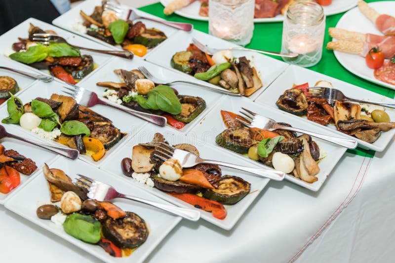 Vegetarian Catering with Typical Ingredients of Italian Cuisine Stock ...