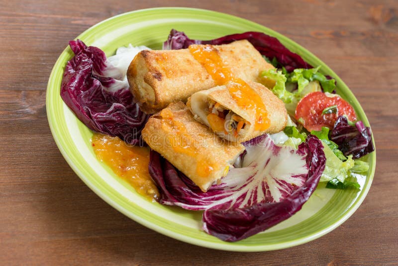 Vegetarian Chinese Spring Rolls Stock Photo - Image of chinese, recipe ...