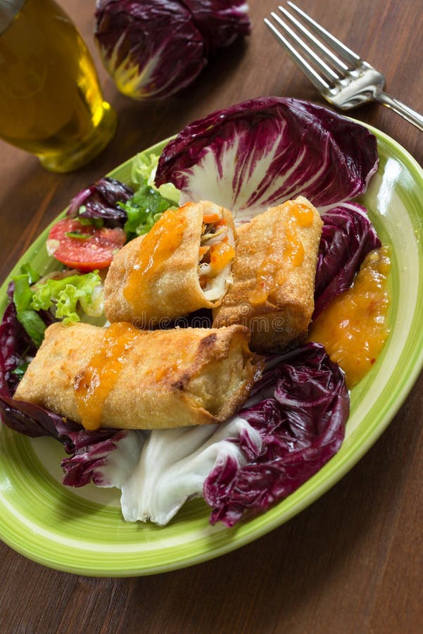 Vegetarian Chinese Spring Rolls Stock Photo - Image of chinese, recipe ...