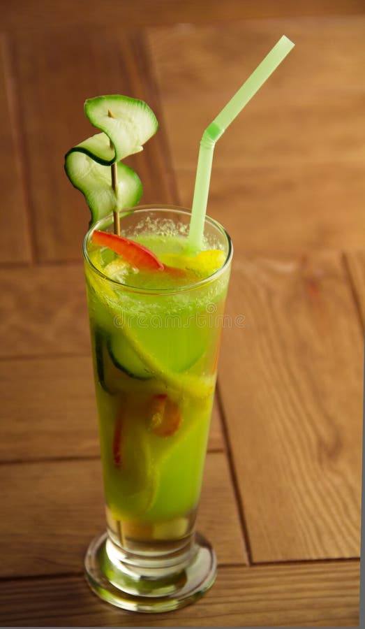 Vegetarian Culinary Cocktail Stock Image - Image of straw, extract ...