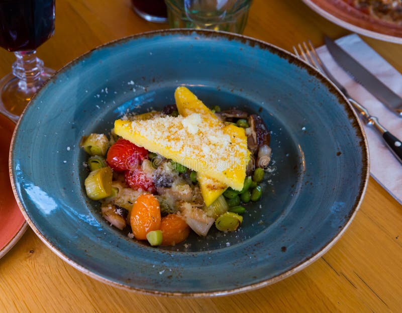 Mushrooms with Baked Vegetables Under Cheese Stock Photo - Image of ...