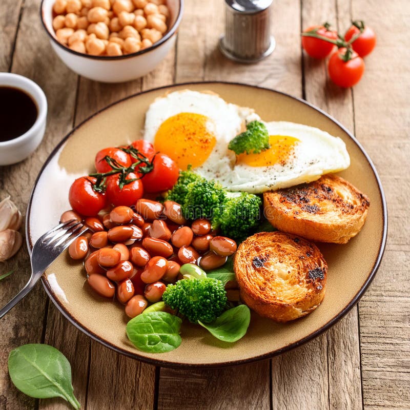 Vegetarian English Breakfast AI Generated Stock Illustration ...