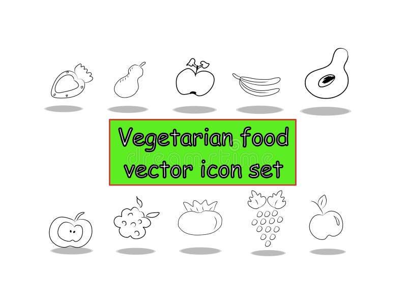 Vegetarian Food Vector Icon Set. Thin Simple Collection Illustration ...