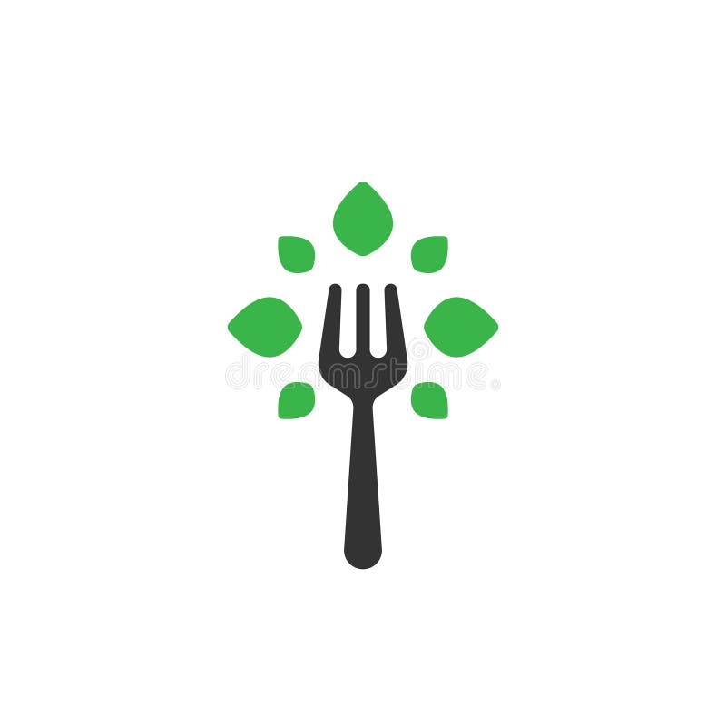 Vegetarian Fork Leaf Symbol. Stock Vector - Illustration of food ...