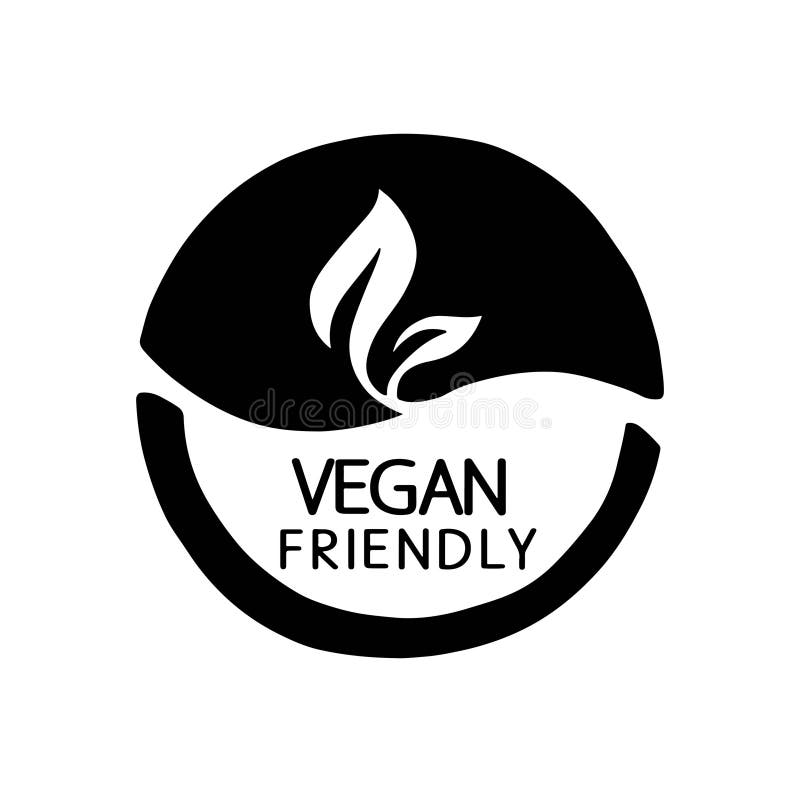 Vegetarian Friendly Sign Silhouette Monochrome Vector Hand Drawn ...