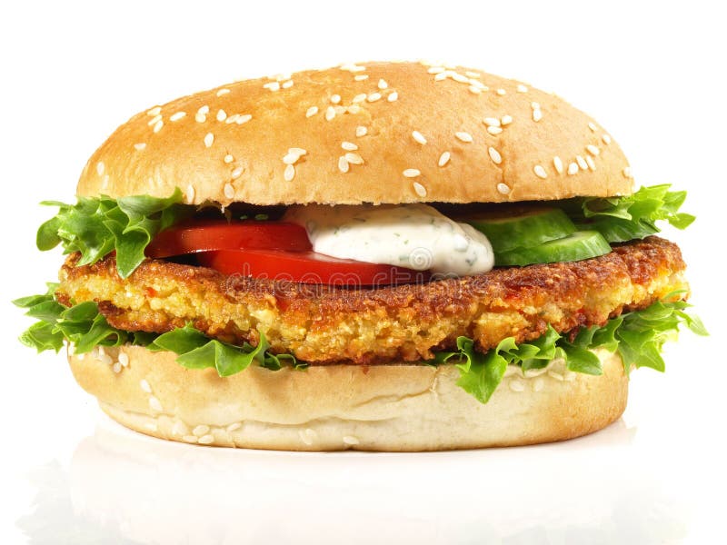 Vegetarian Hamburger - Fast Food on White Background Stock Image ...