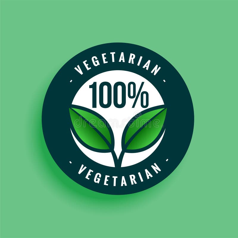 100 Vegetarian Label or Sticker Symbol Stock Vector - Illustration of ...