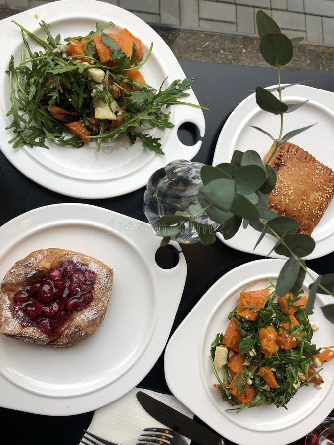 Vegetarian Lunch Salad and Pastries Stock Photo - Image of diet ...