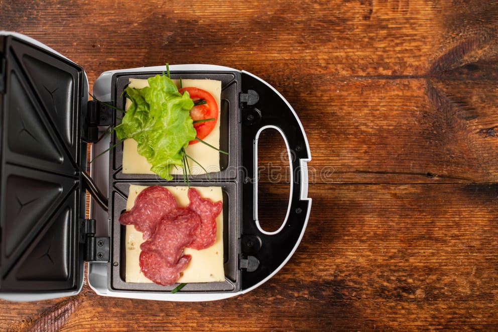 Vegetarian and Meat Sandwich in a Sandwich Maker. Different Types of ...