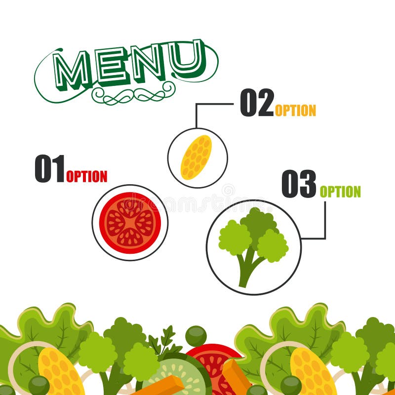 Vegetarian menu stock vector. Illustration of tomato - 59085687