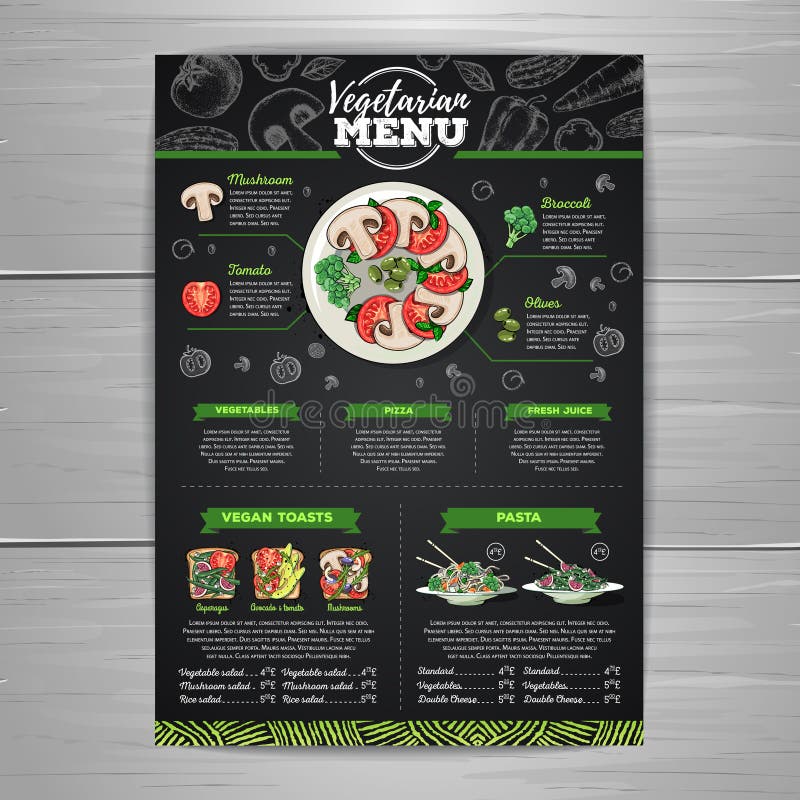 Vegetarian Menu Design with Vegan Meals. Restaurant Menu Stock Vector ...