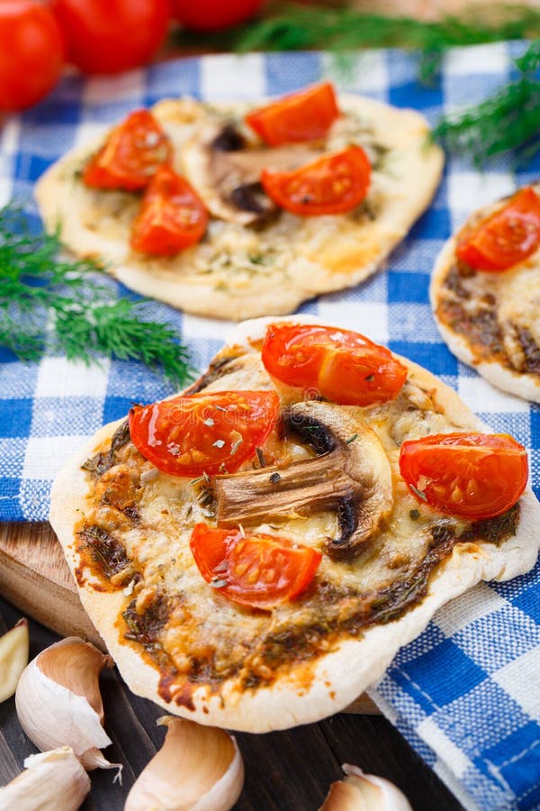 Vegetarian mini pizza stock photo. Image of prepared - 40172916