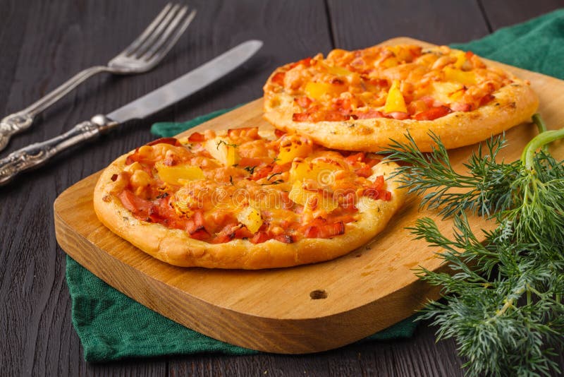 Vegetarian mini pizza stock photo. Image of mozzarella - 144338828