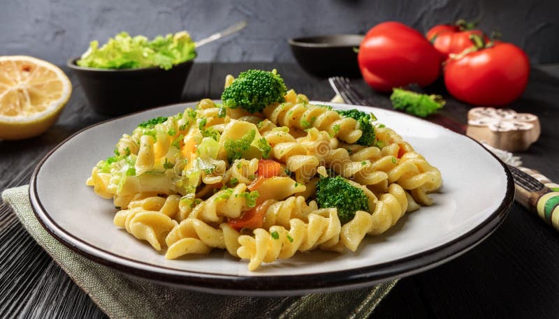 Vegetarian Pasta Primavera, AI Generated Stock Illustration ...