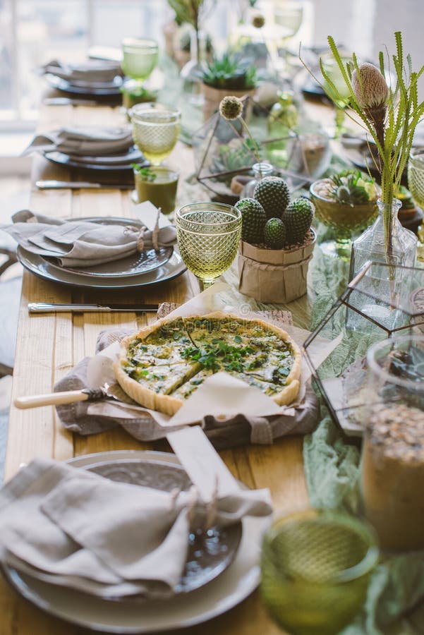 Vegetarian Pie on the Rustic Serving Table Stock Photo - Image of ...