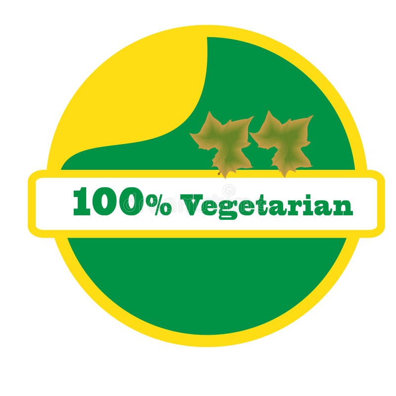 Pure Vegetarian Product Green Leaves Label Design Stock Vector ...