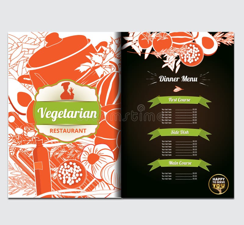 Vegetarian Restaurant , Cafe Menu. Food Design Template. Stock Vector ...