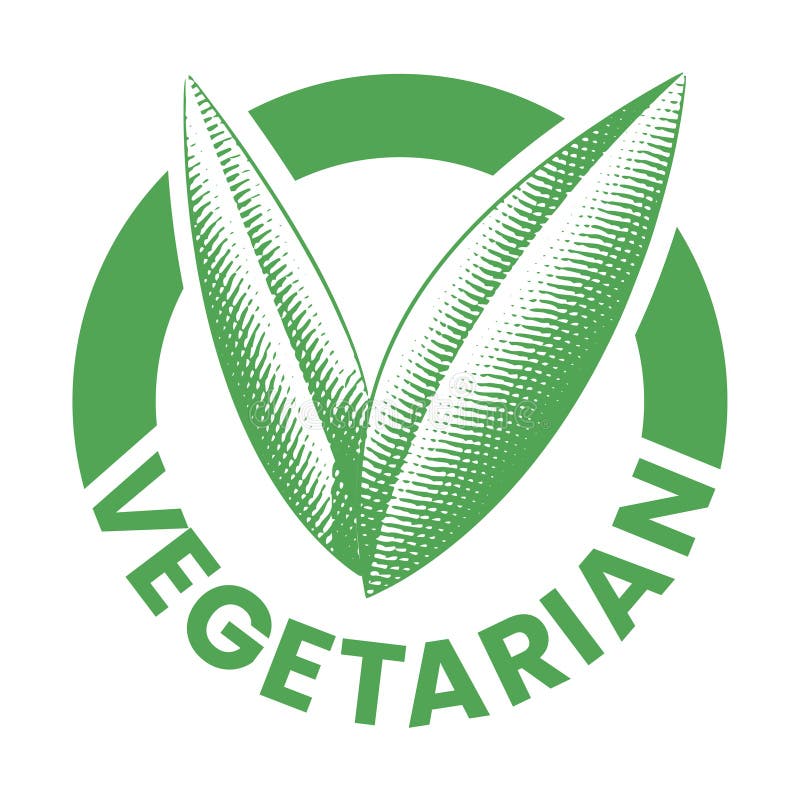 Vegetarian Round Icon with Engraved Green Leaves - Icon 6 Stock Vector ...