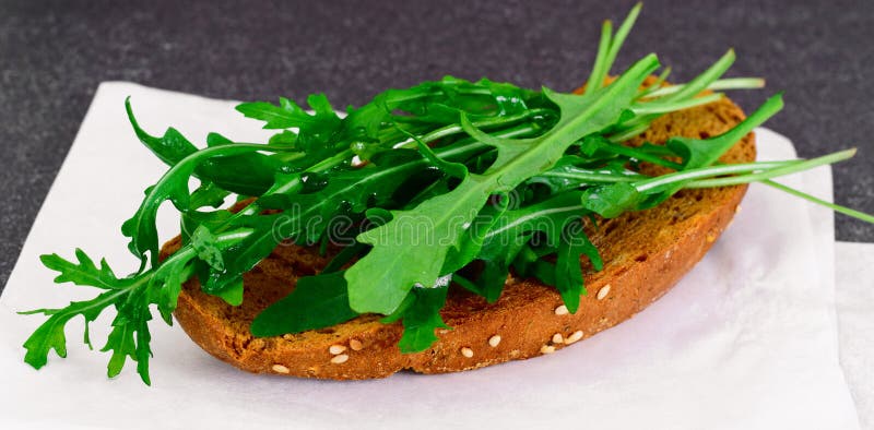 Vegetarian Sandwich with Rocket Salad without Meat. Stock Image - Image ...