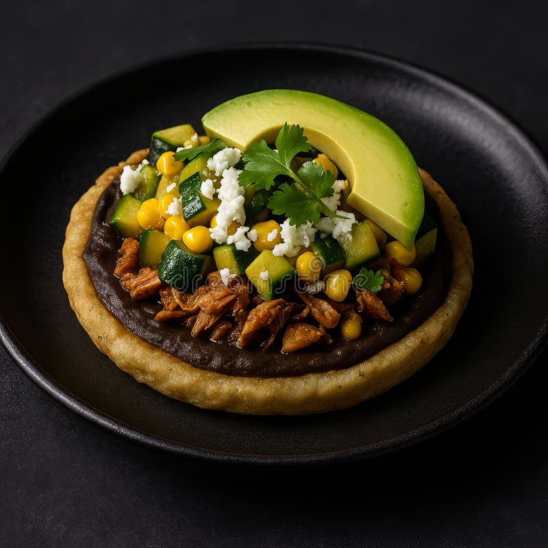 Vegetarian Sope with Corn, Zucchini, Avocado and Beans Stock Image ...
