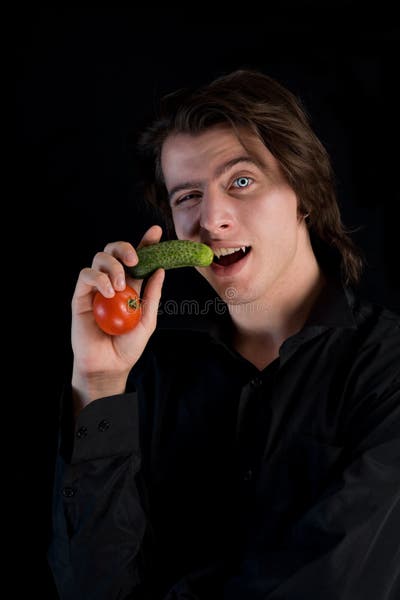 Vegetarian Vampire with Vegetables Stock Image - Image of black, blue ...